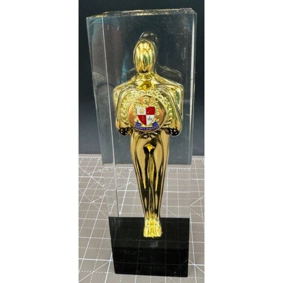 Accents | Vintage Merit Award Gold Man Statue Encased In Lucite 8 ...